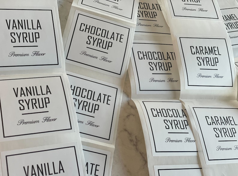 Flavored Coffee Syrup Flavor Vinyl Stickers Labels - Etsy