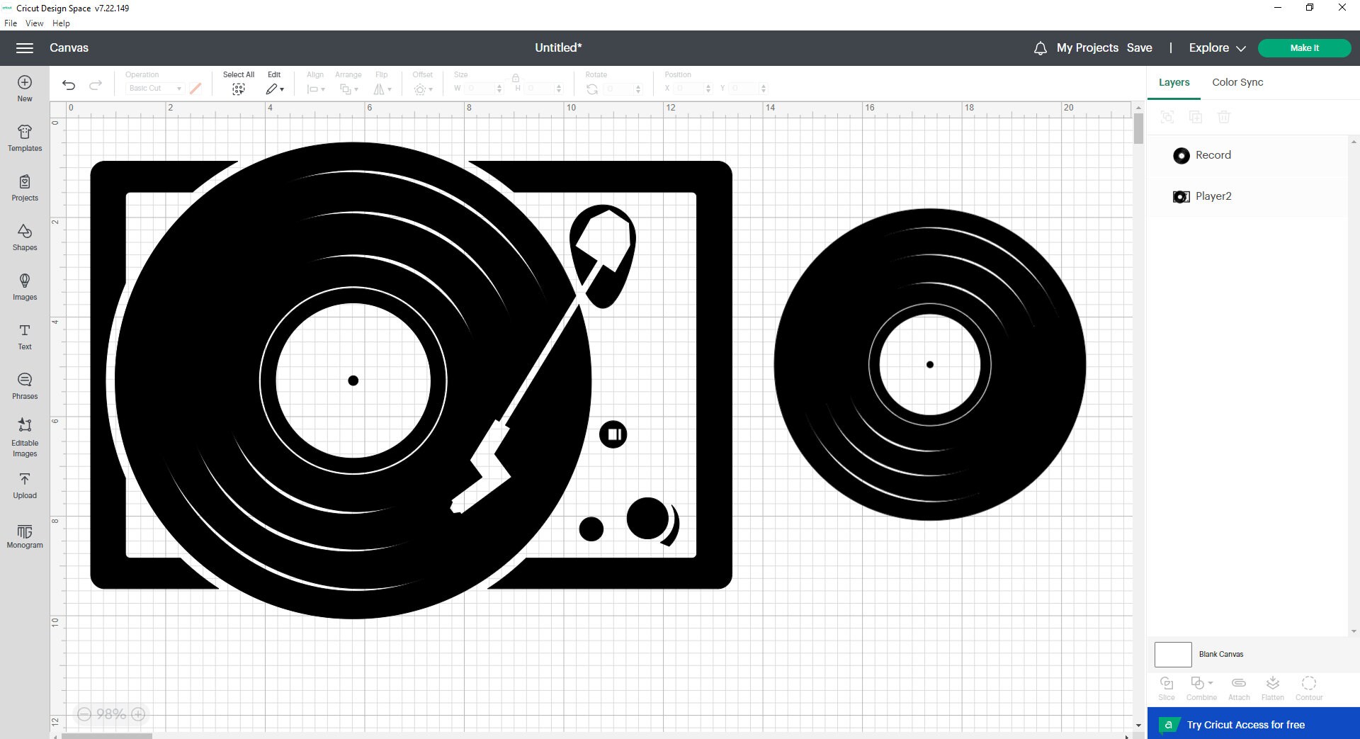 Vinyl Record Player and Record SVG PNG JPG Cutfile - Etsy