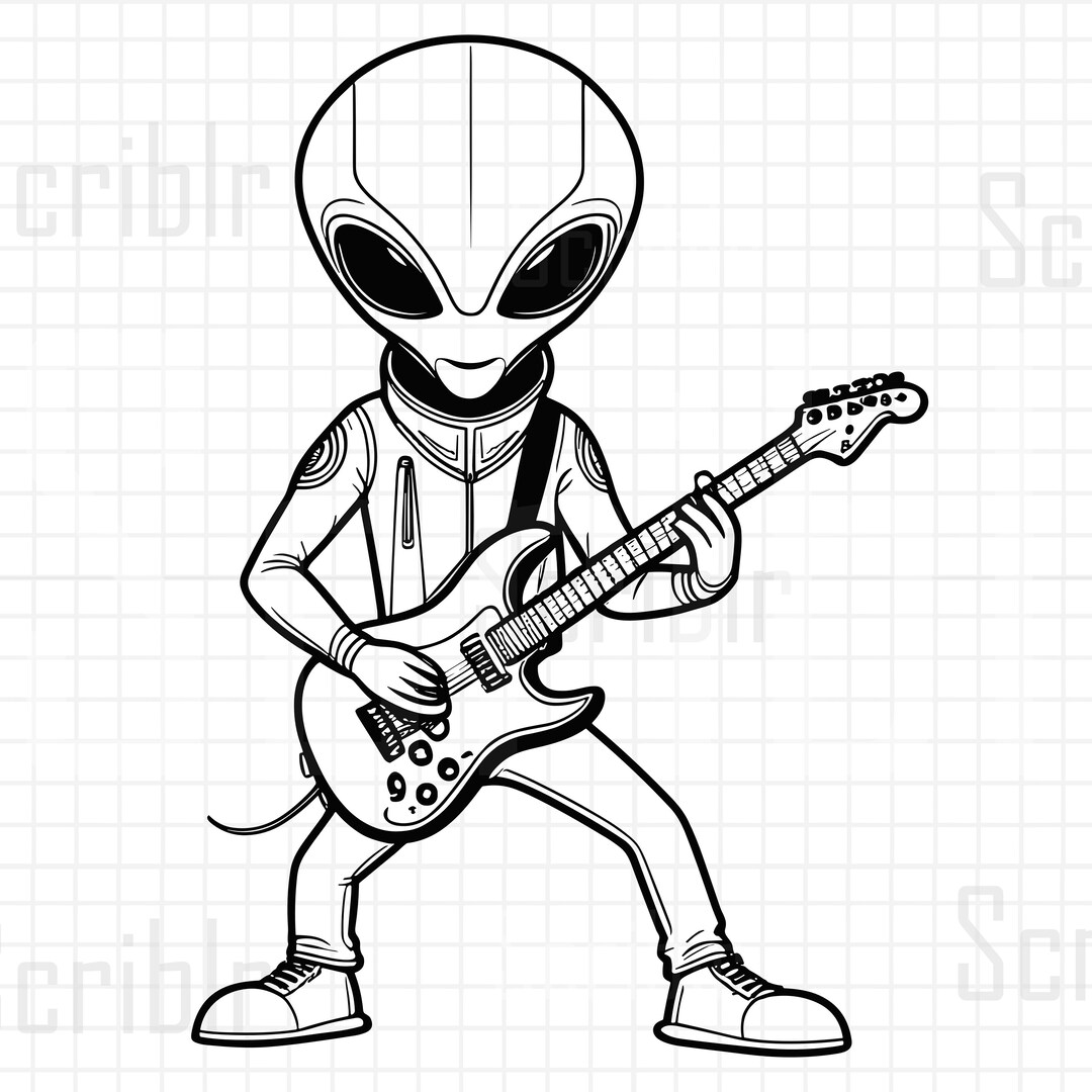 Alien Guitar SVG PNG Vector Cutfile - Etsy