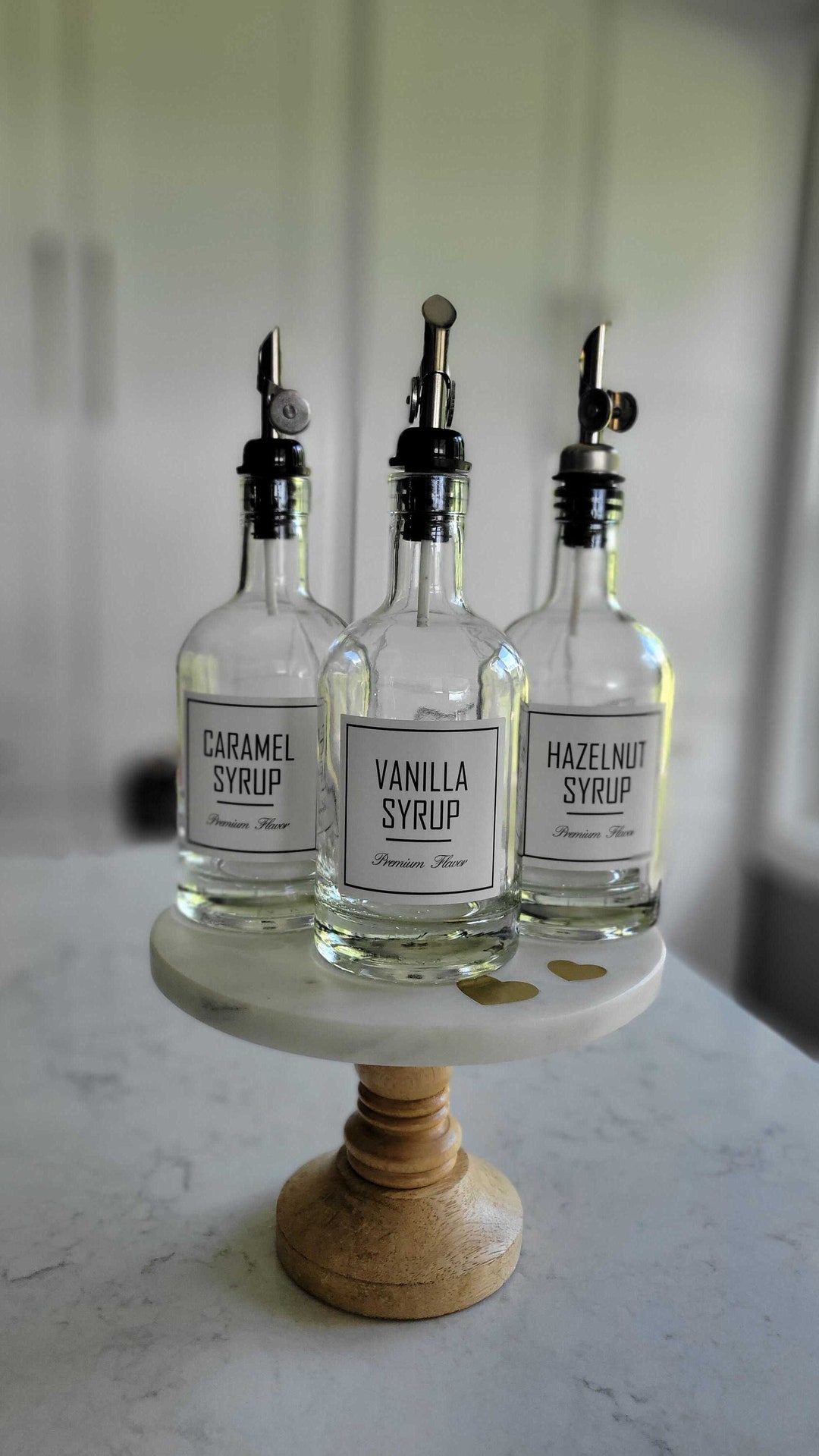 12oz Boutique Coffee Syrup Flavor Bottles With Silver Pourers - Etsy