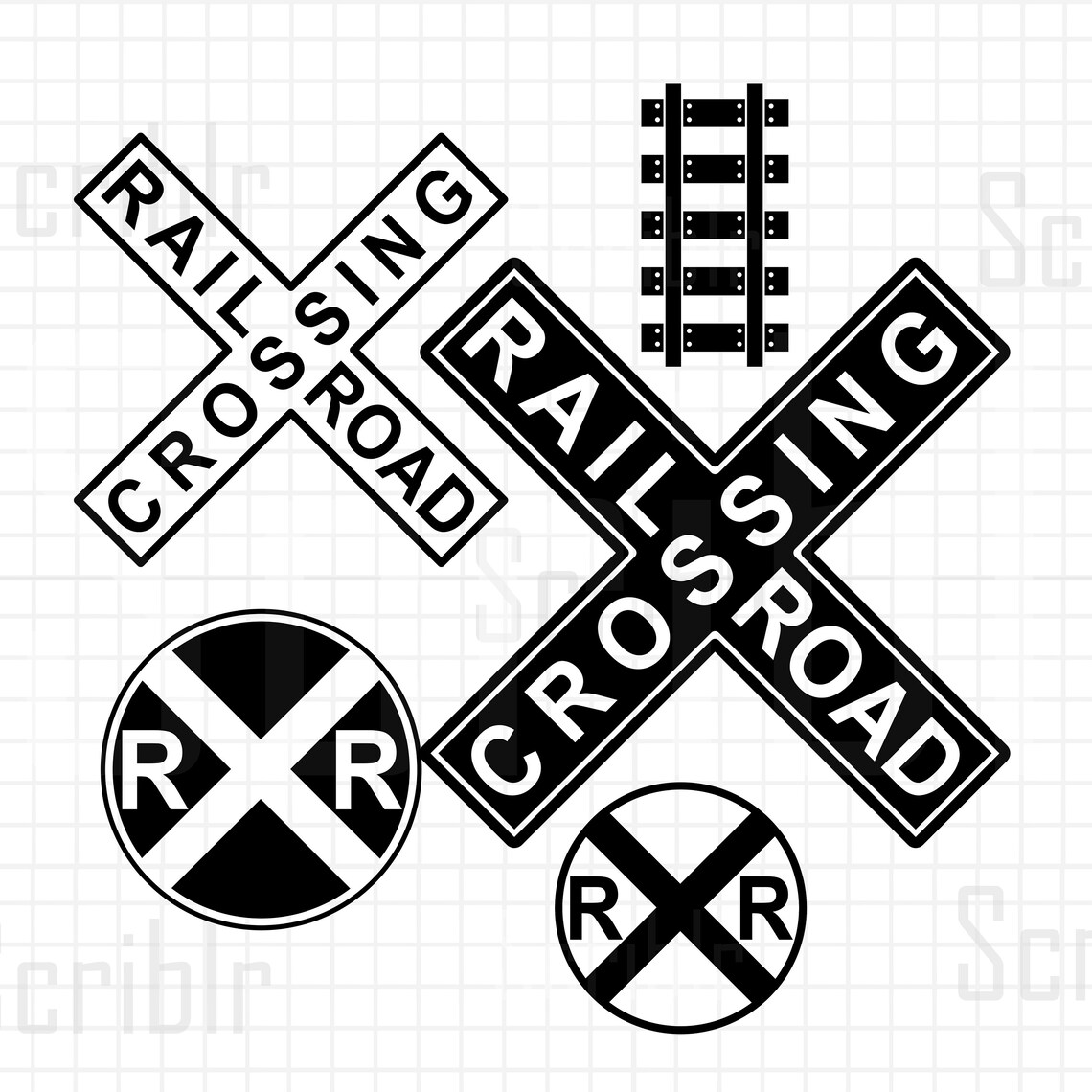 Railroad Crossing Warning Sign Vectors Cutfile PNG SVG JPG - Etsy
