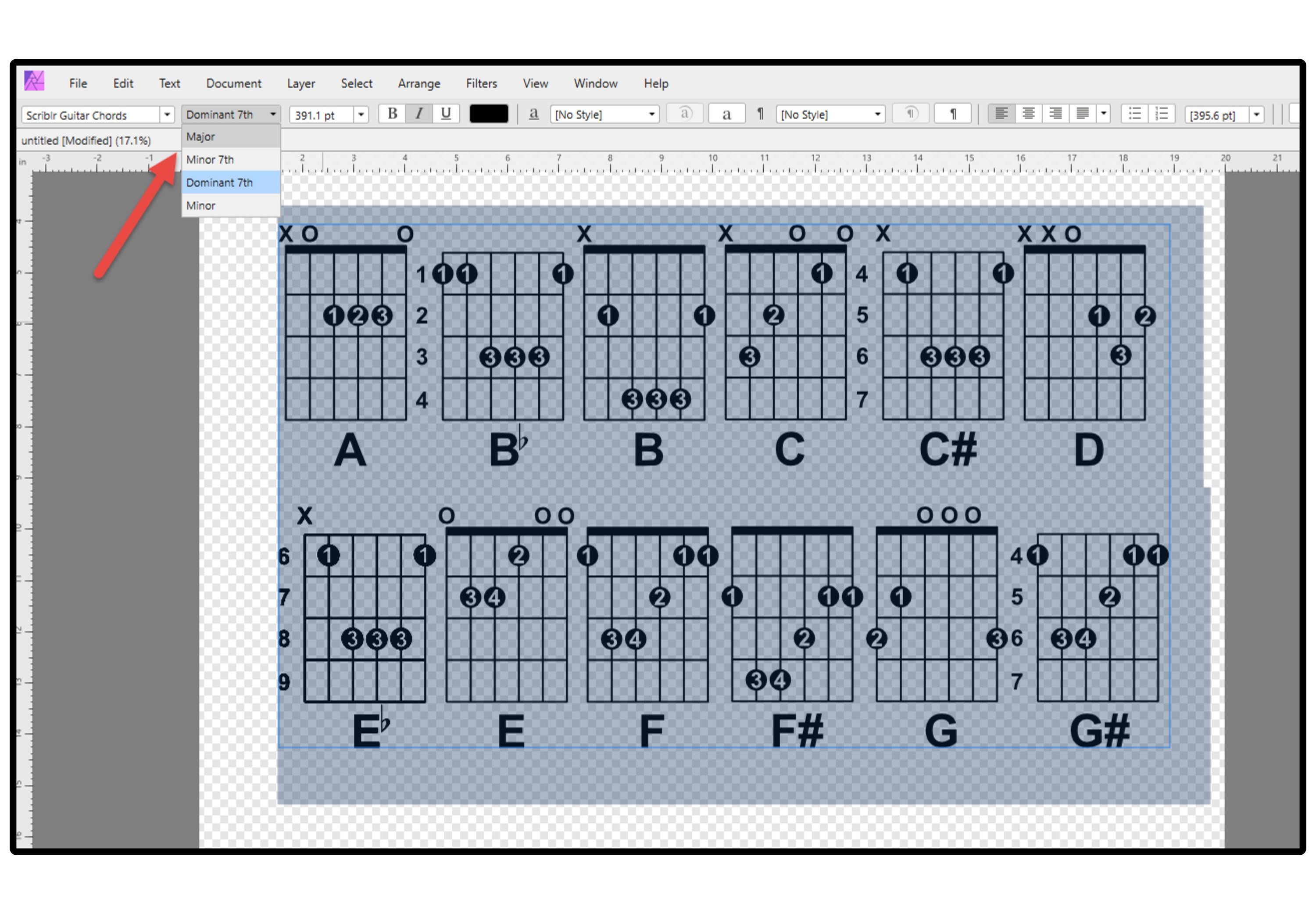 Guitar Chord Font Major Minor Dominant 7th Minor 7th WOFF | Etsy