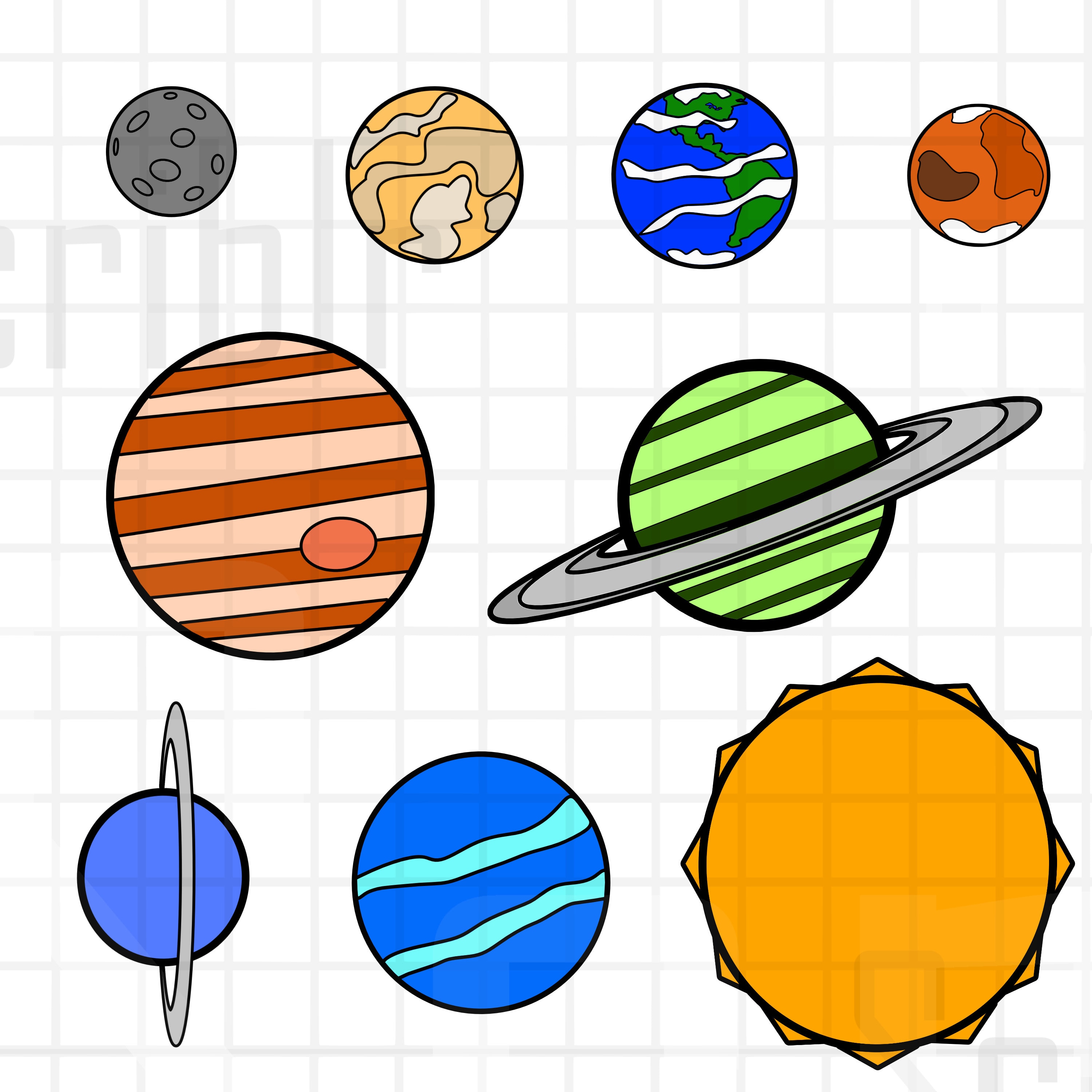 Solar System Planet Sun Vector SVG's | Etsy