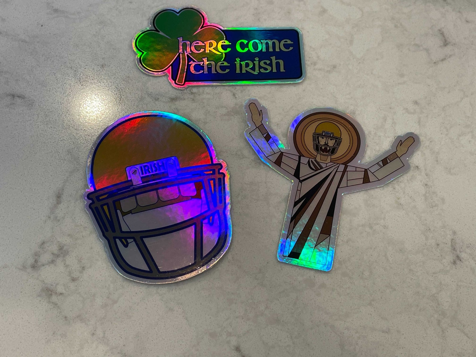 Notre Dame Touchdown Jesus Helmet Irish Holographic Stickers | Etsy