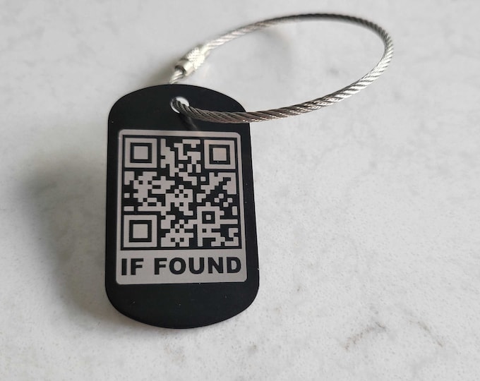 Custom Luggage Tag QR Code 6mm in Matte Black Personalized Luggage Tags ...