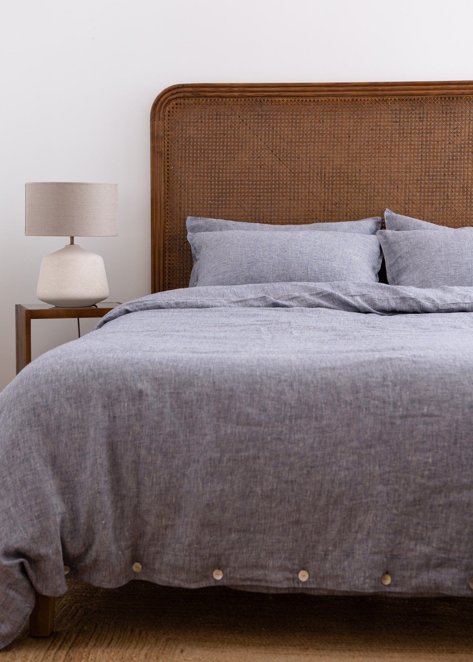 Linen Bedding Set in Dark Blue Chambray Color. Linen Duvet - Etsy