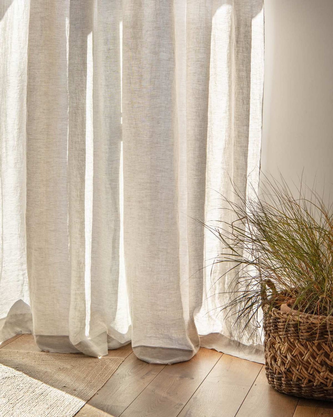 Extra Wide Linen Curtain With Rod Pocket, 95/240cm Width Curtain, Extra ...