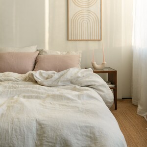 Linen Bedding Set in Beige Color. Linen Duvet Cover and 2 | Etsy