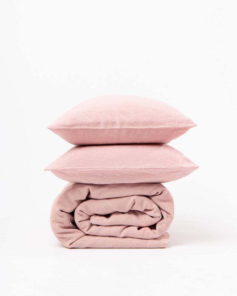 Linen Bedding Set in Blush rose Color. Linen Duvet Cover and - Etsy