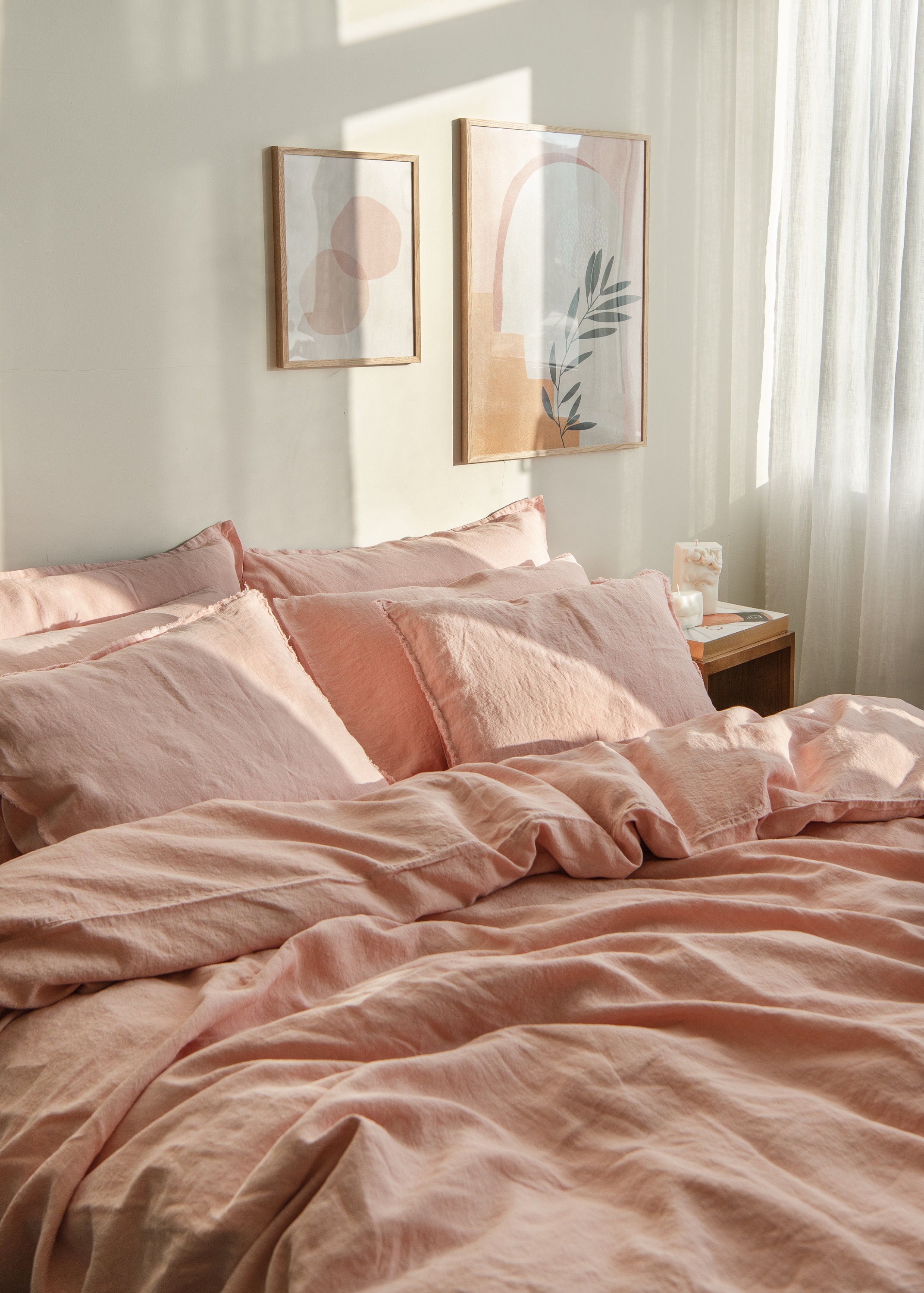 Linen Bedding Set in Blush rose Color. Linen Duvet Cover and - Etsy