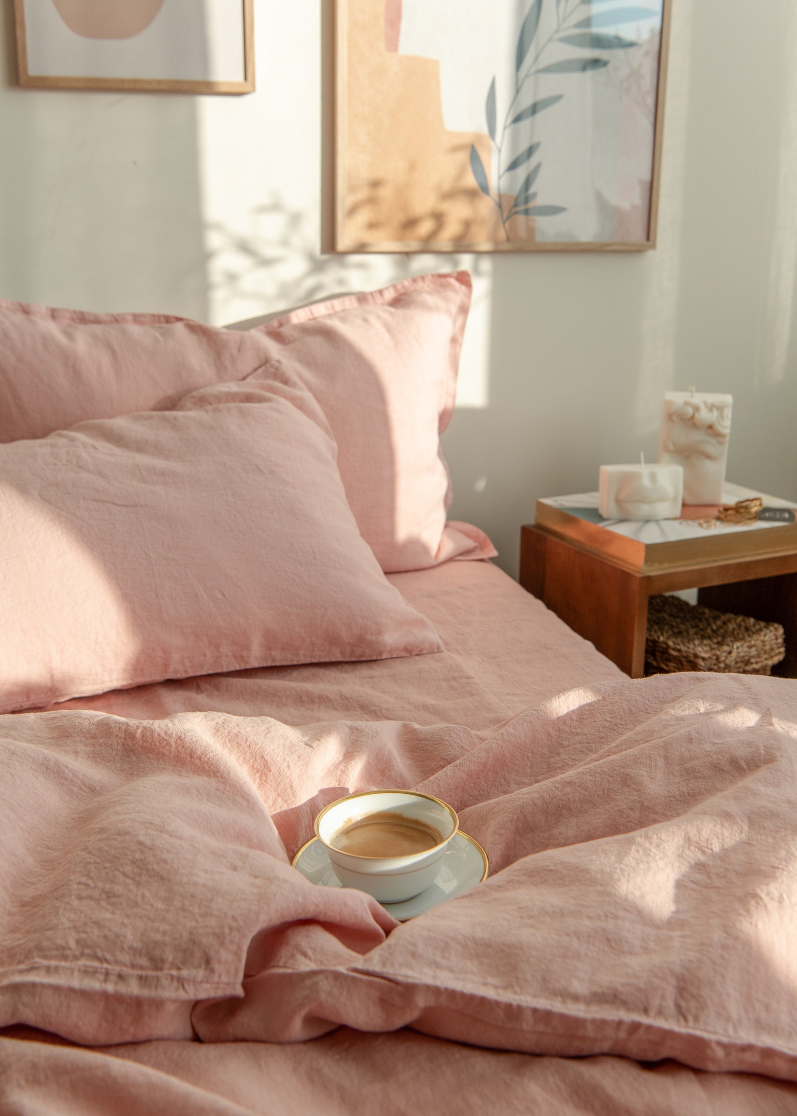 Linen Bedding Set in Blush rose Color. Linen Duvet Cover and - Etsy