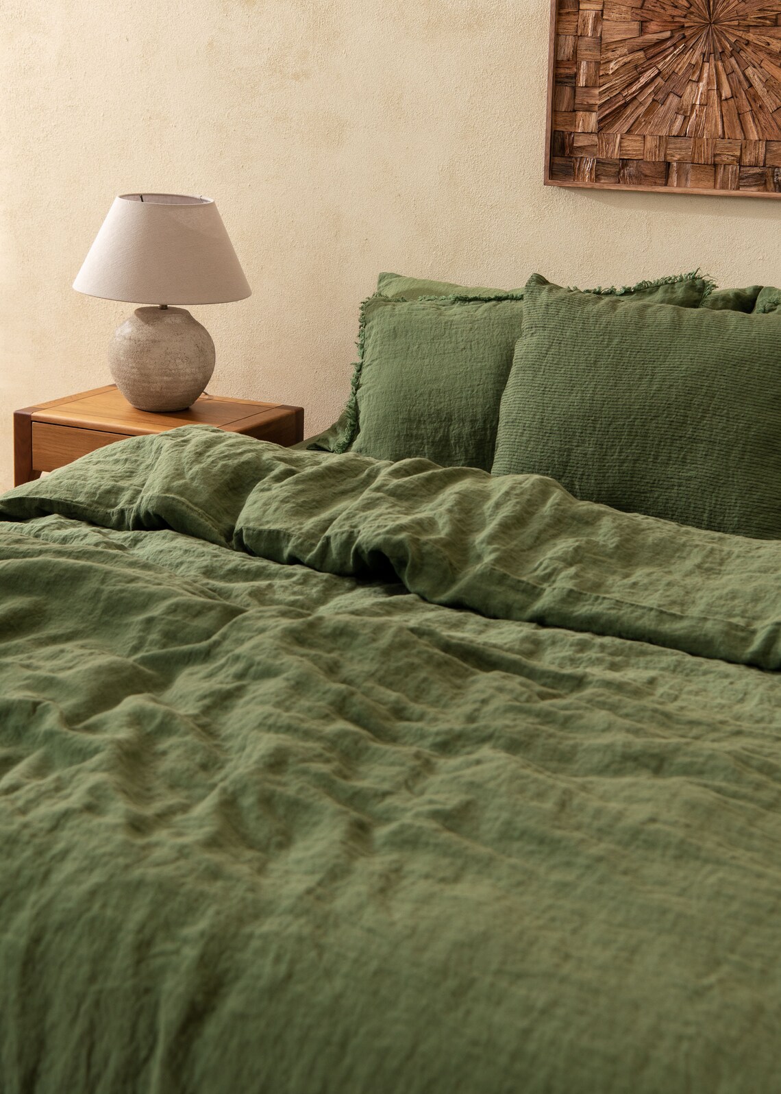 Linen Bedding Set in Green Color. Linen Duvet Cover and 2 - Etsy
