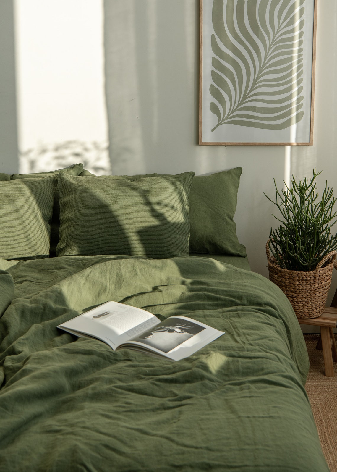 Linen Bedding Set in Green Color. Linen Duvet Cover and 2 - Etsy