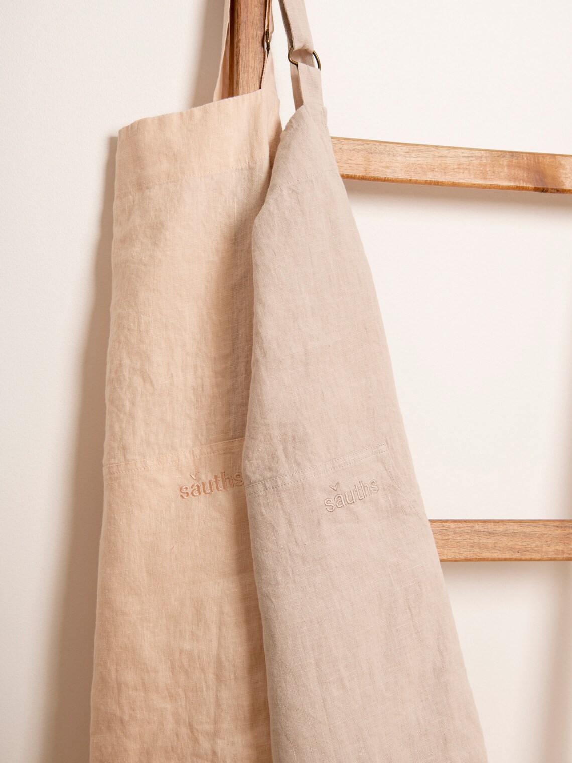 Peach Color Linen Apron. Full Apron for Women and Men. Beige | Etsy
