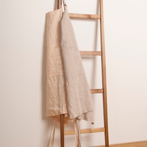 Peach Color Linen Apron. Full Apron for Women and Men. Beige Color ...
