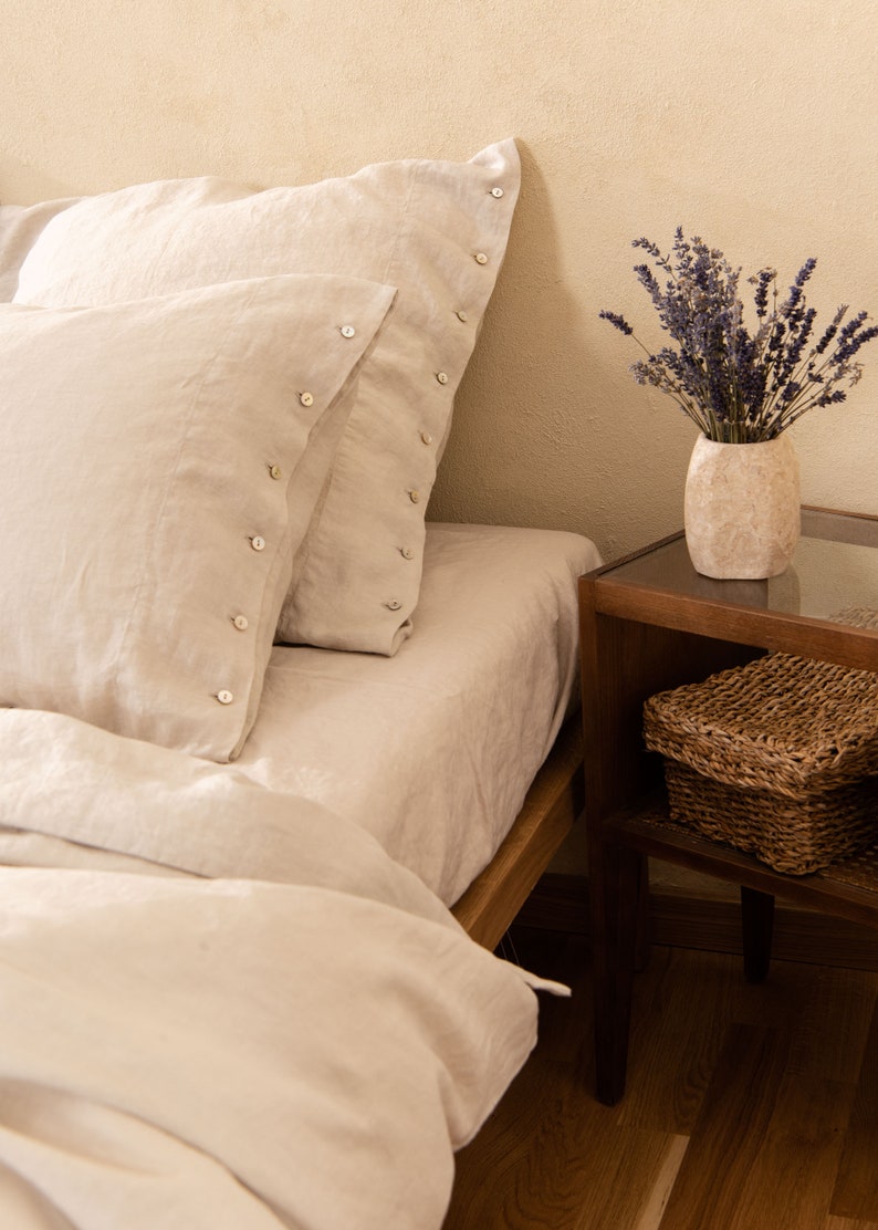 Linen Bedding Set in Beige Color. Linen Duvet Cover and 2 - Etsy