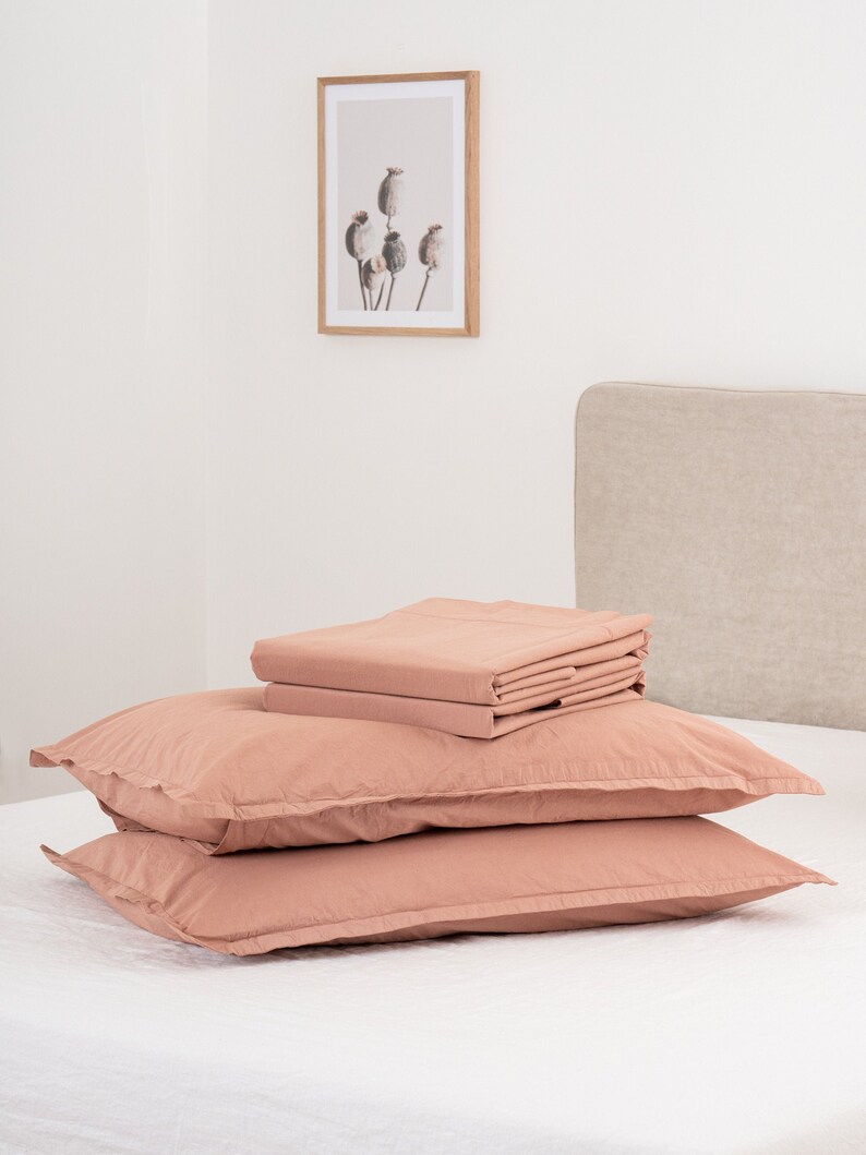 Cotton Sheets Set 2 Pillowcases. Clay Bedding. Flat Sheet. - Etsy