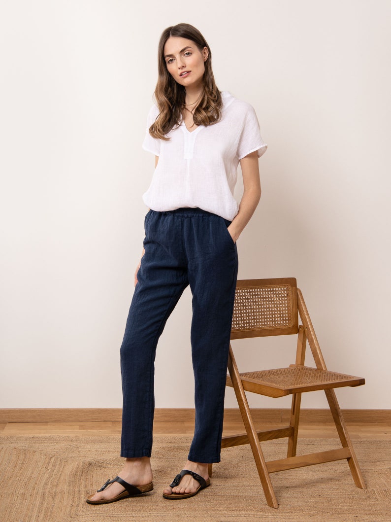 Light Blue Linen Top EMILY. Summer Top for Women. Linen | Etsy