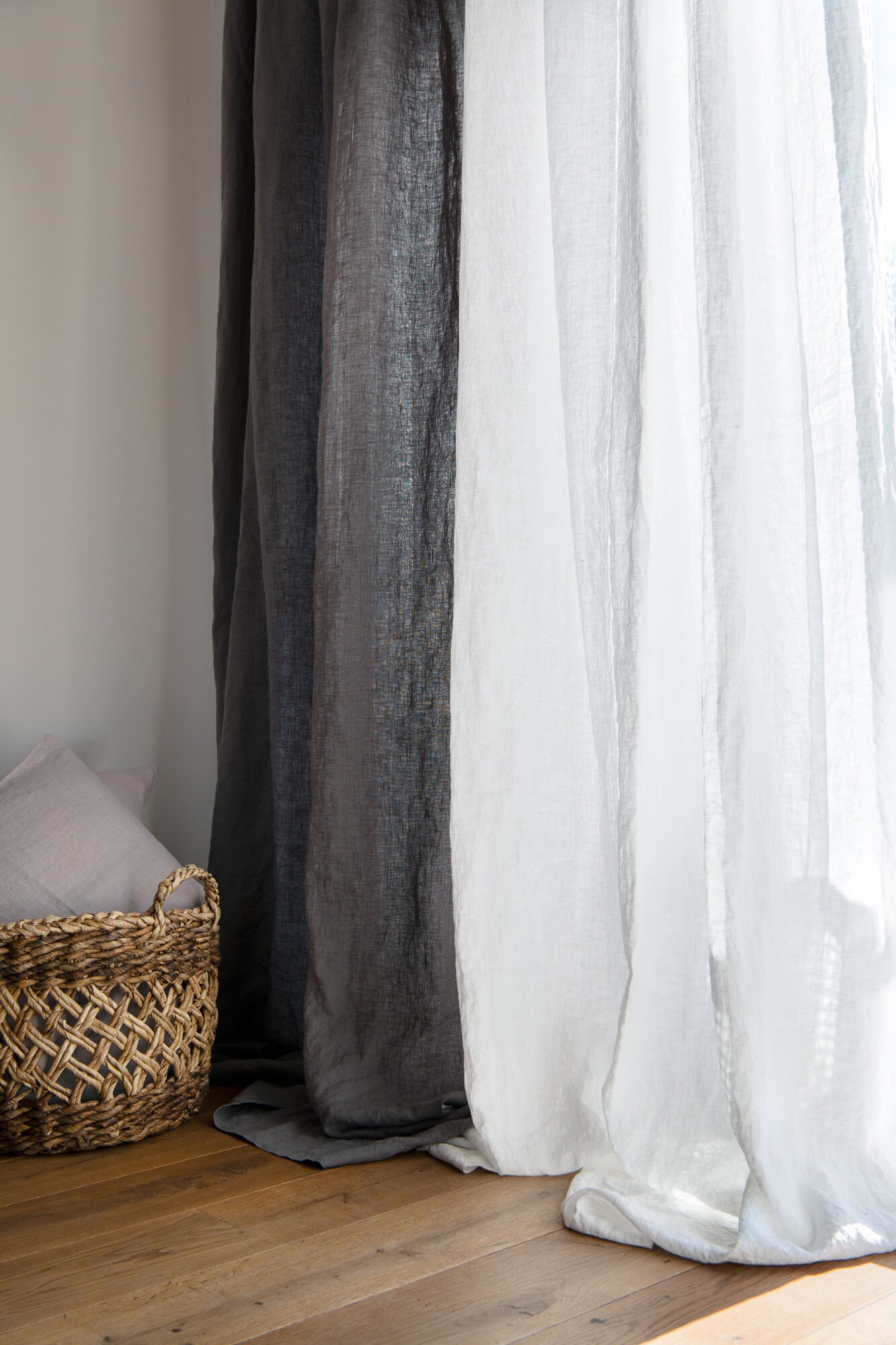 Linen Curtain Panel With Rod Pocket. 55/140 Cm Width - Etsy