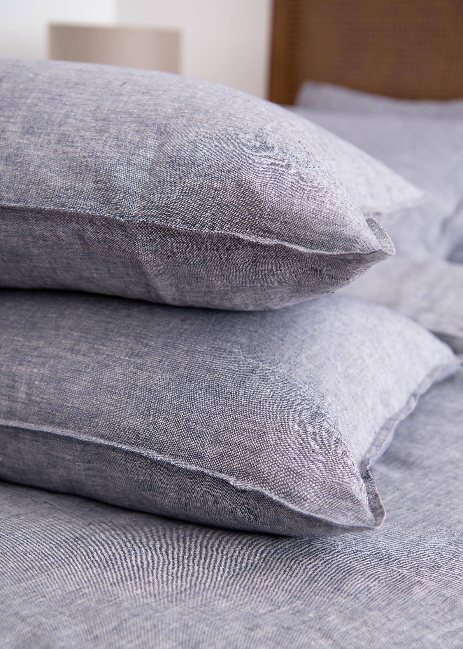 Linen Bedding Set in Dark Blue Chambray Linen Comforter Set - Etsy UK