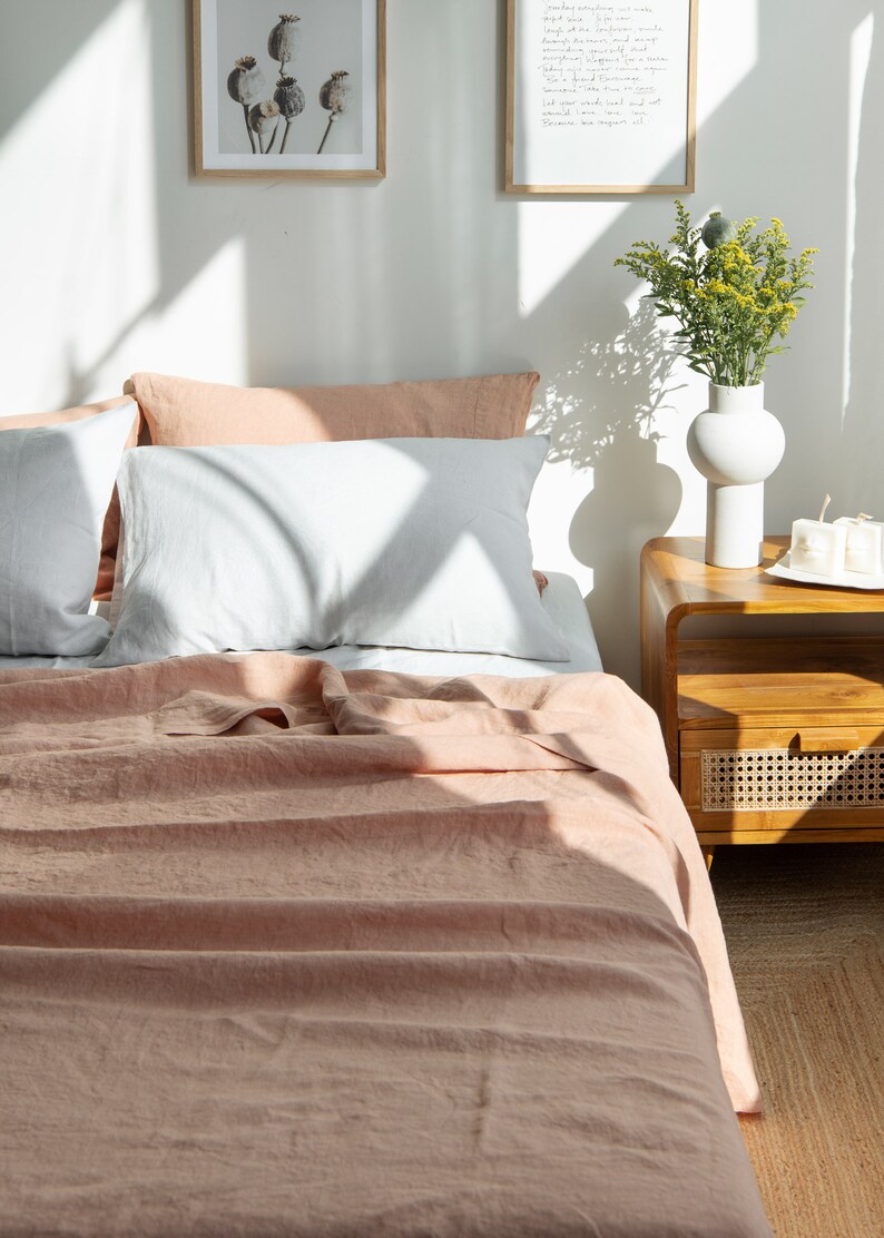 Linen Bedding Set in Clay Linen Comforter Set 100% Natural - Etsy