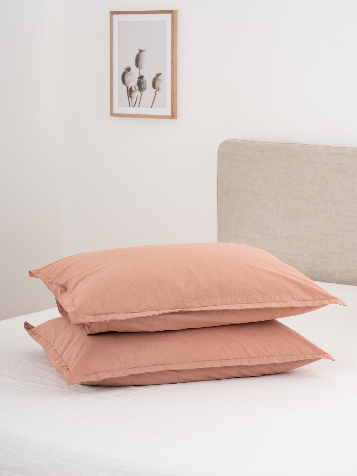 Cotton Sheets Set 2 Pillowcases. Clay Bedding. Flat Sheet. - Etsy
