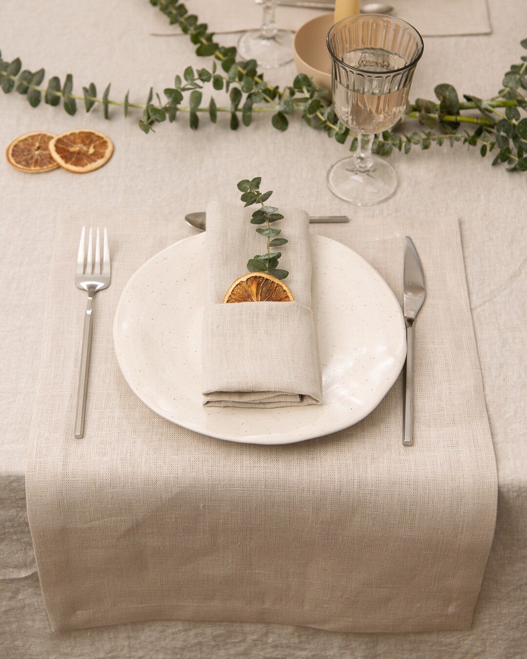 Linen Placemats in Beige Set of 2. Linen Table Mats. Stonewashed Linen ...
