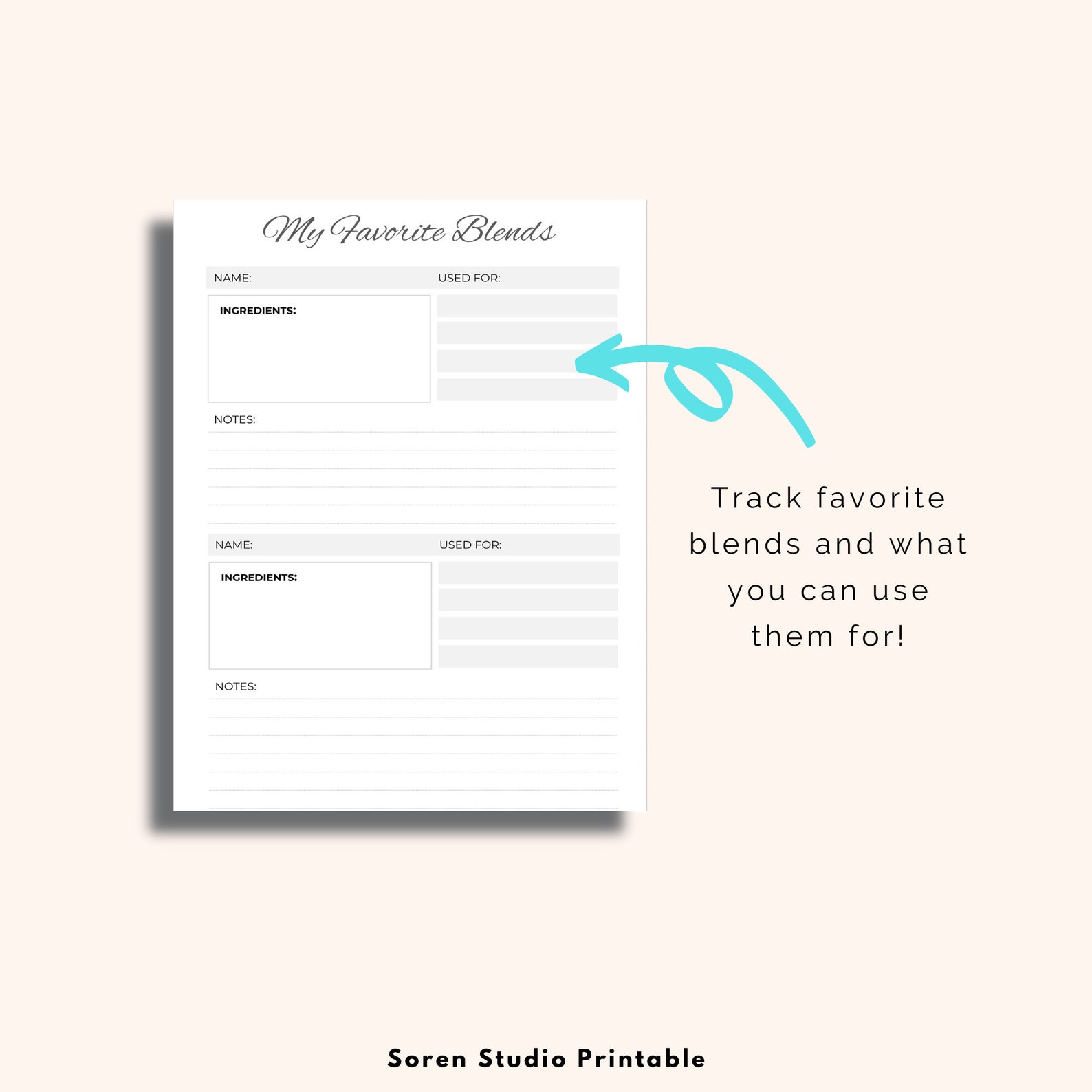 Essential Oil Printable Pack | Essential Oil Tracker, Recipe Organizer ...