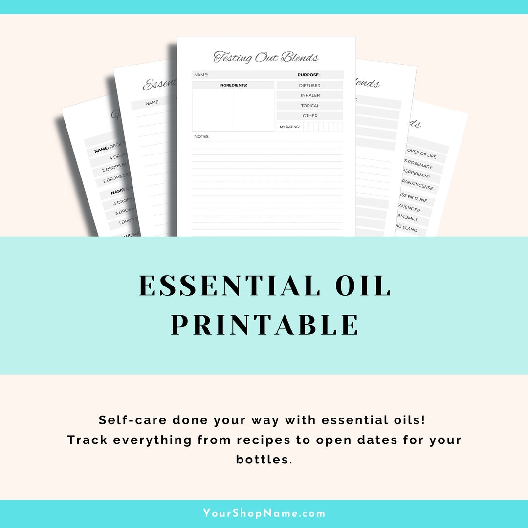 Essential Oil Printable Pack | Essential Oil Tracker, Recipe Organizer ...