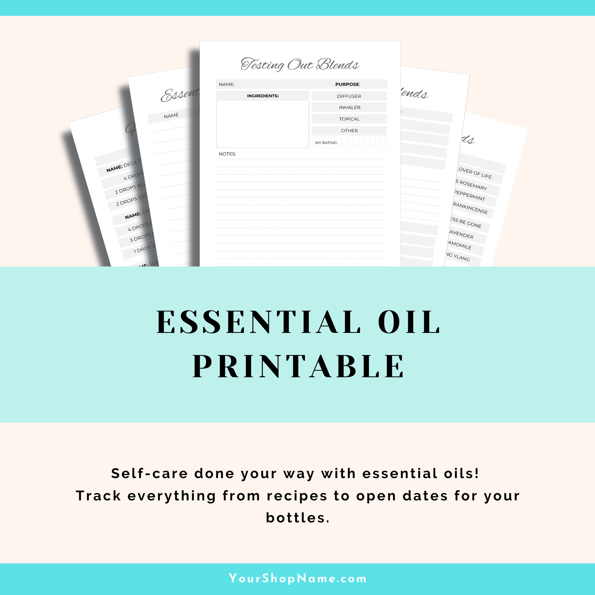 Essential Oil Printable Pack | Essential Oil Tracker, Recipe Organizer ...