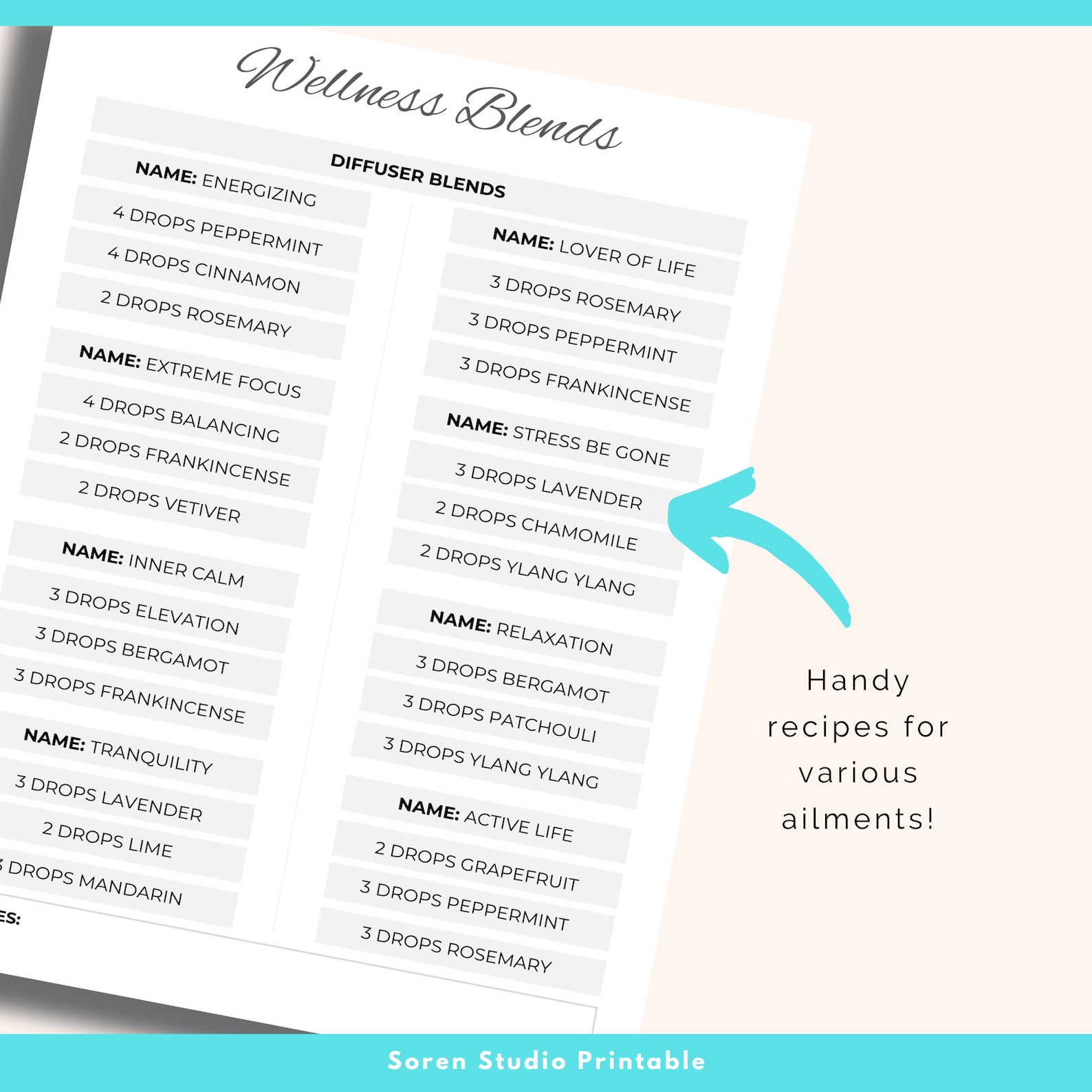 Essential Oil Printable Pack | Essential Oil Tracker, Recipe Organizer ...