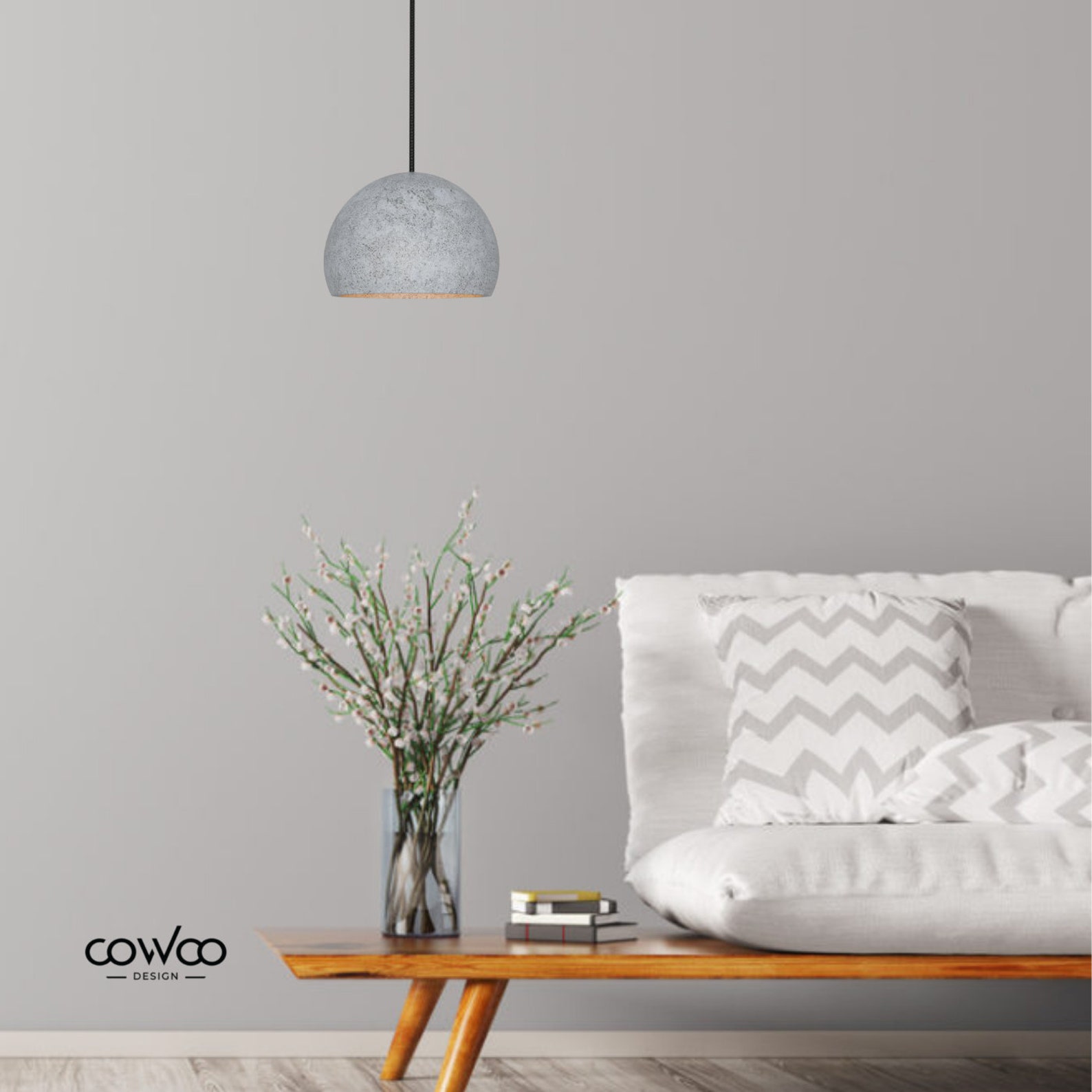 Gray Concrete Pendant Light PALLA Hanging Pendant Ceiling - Etsy