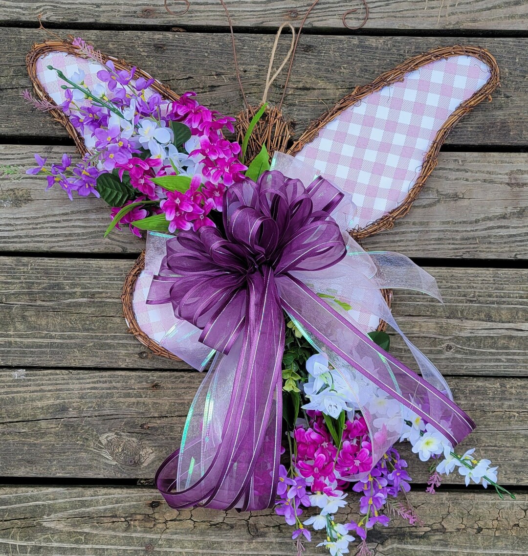 Butterfly Door Swag, Summer Butterfly Wreath, Purple Flower Grapevine ...