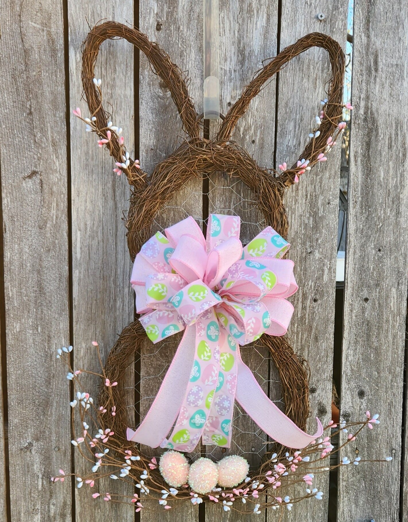 Easter Bunny Grapevine /farmhouse Easter Wreath /pip Berry Rabbit ...