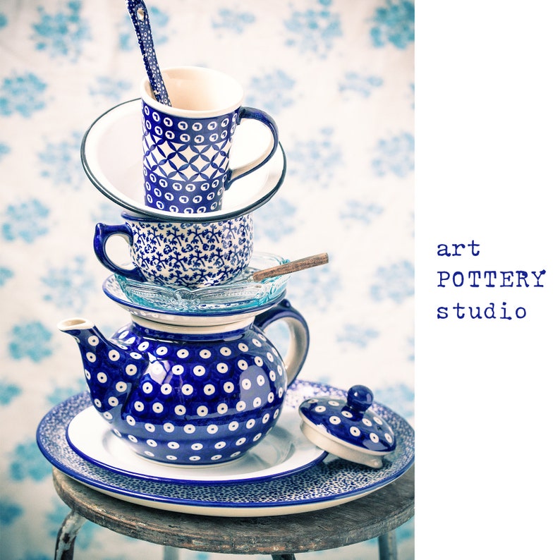 Big Cup + Platte, Handmade Pottery, Boleslaweic Polish Pottery Mugs ...