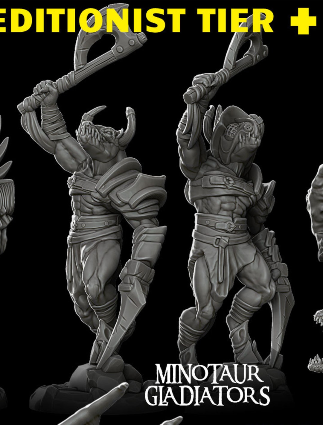Minotaur Gladiator With Helmet Rocket Pig Games Miniature - Etsy