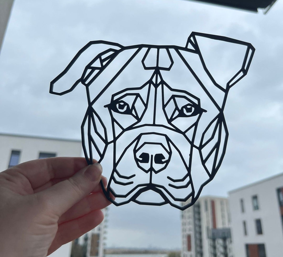 Geometric Pitbull Wall Art Decor - Geometric Pet Print - Dog Lover Gift ...