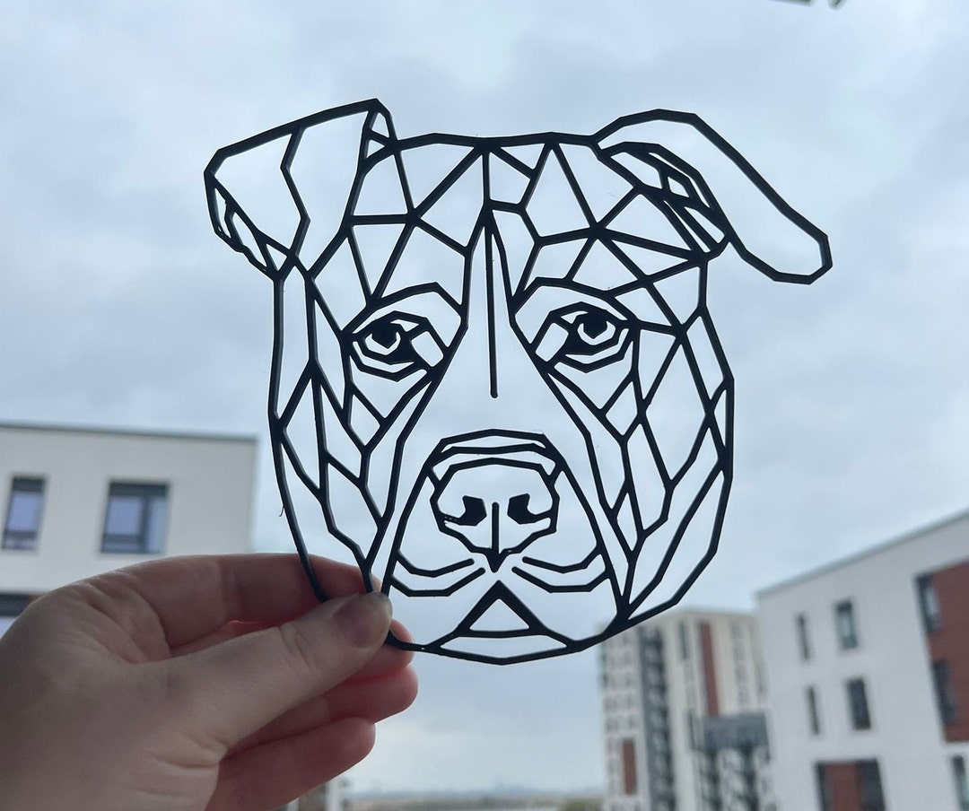Geometric Staffordshire Bull Terrier Wall Art Decor - Geometric Pet ...
