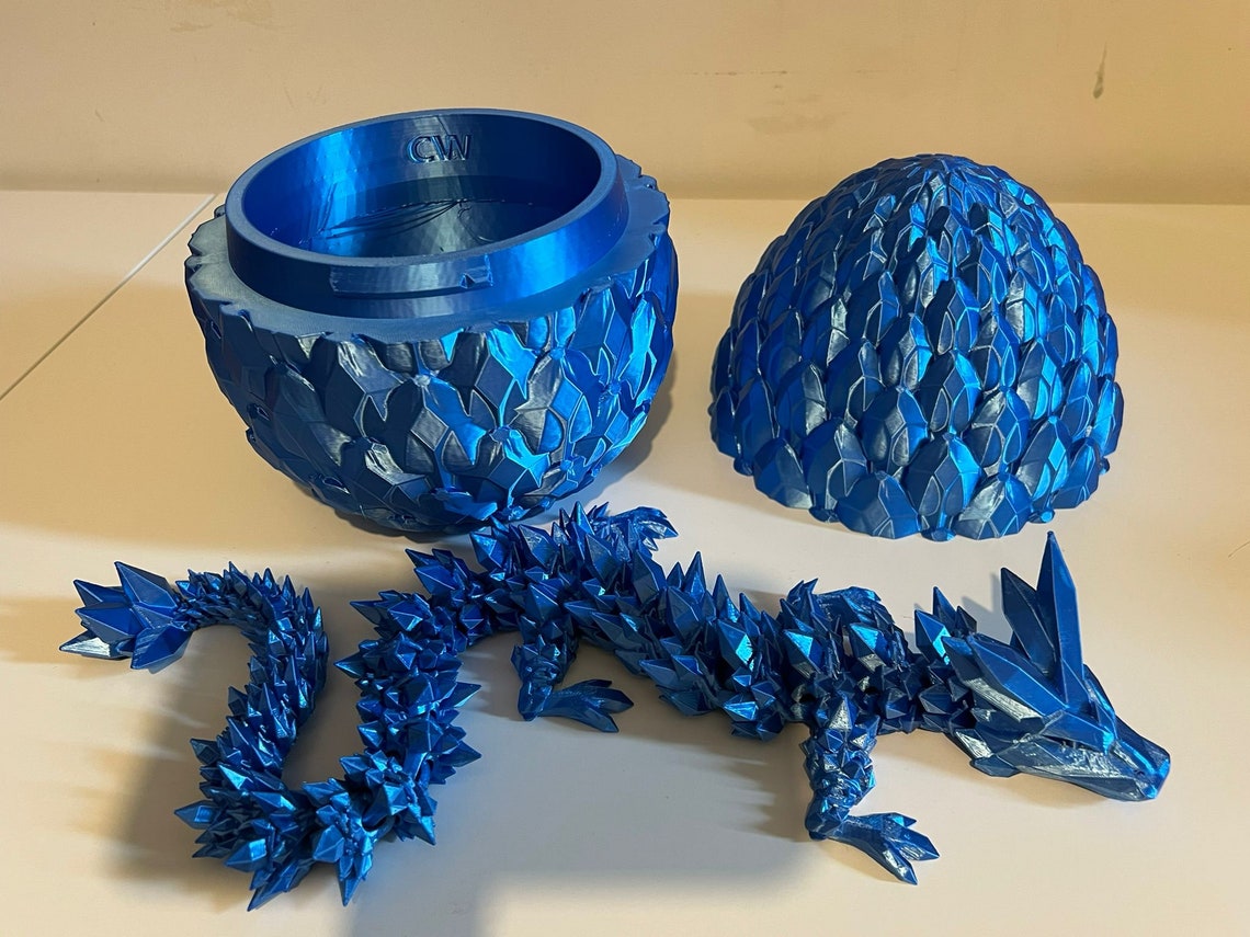 Mythical Crystal Dragon and Egg - Cinderwing3d - Etsy