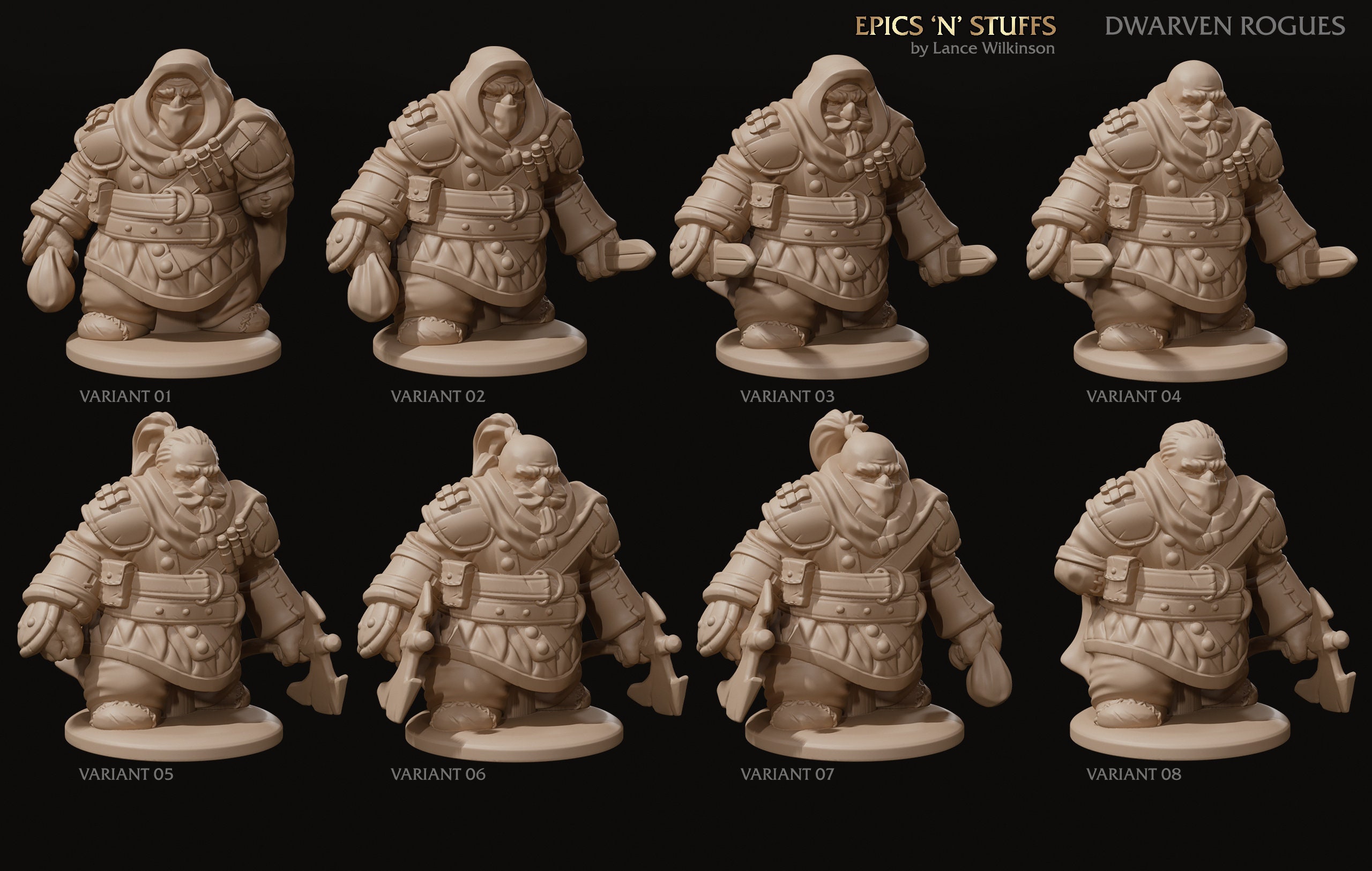 Miniature Toys Dwarf Rogue 01 Epics'N'Stuffs 3D Printed Resin Miniature ...