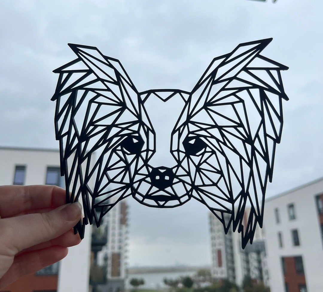 Geometric Papillion Wall Art Decor - Geometric Pet Print - Dog Lover ...