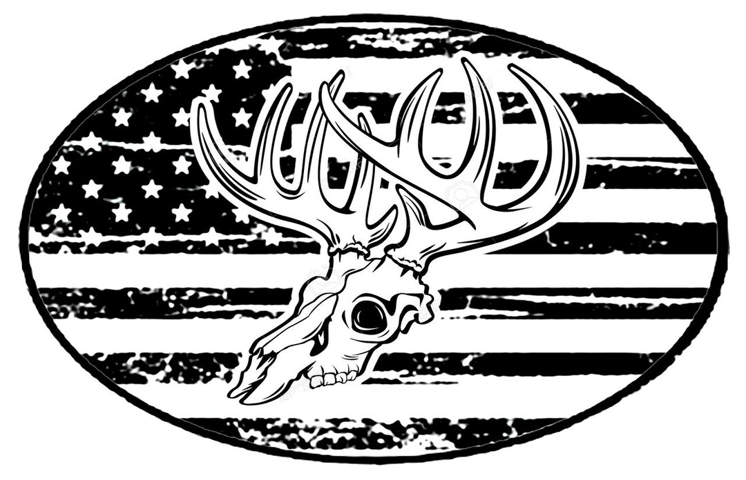 Distressed Flag Hat Patch File With Deer Skull and Antlers. File Only ...
