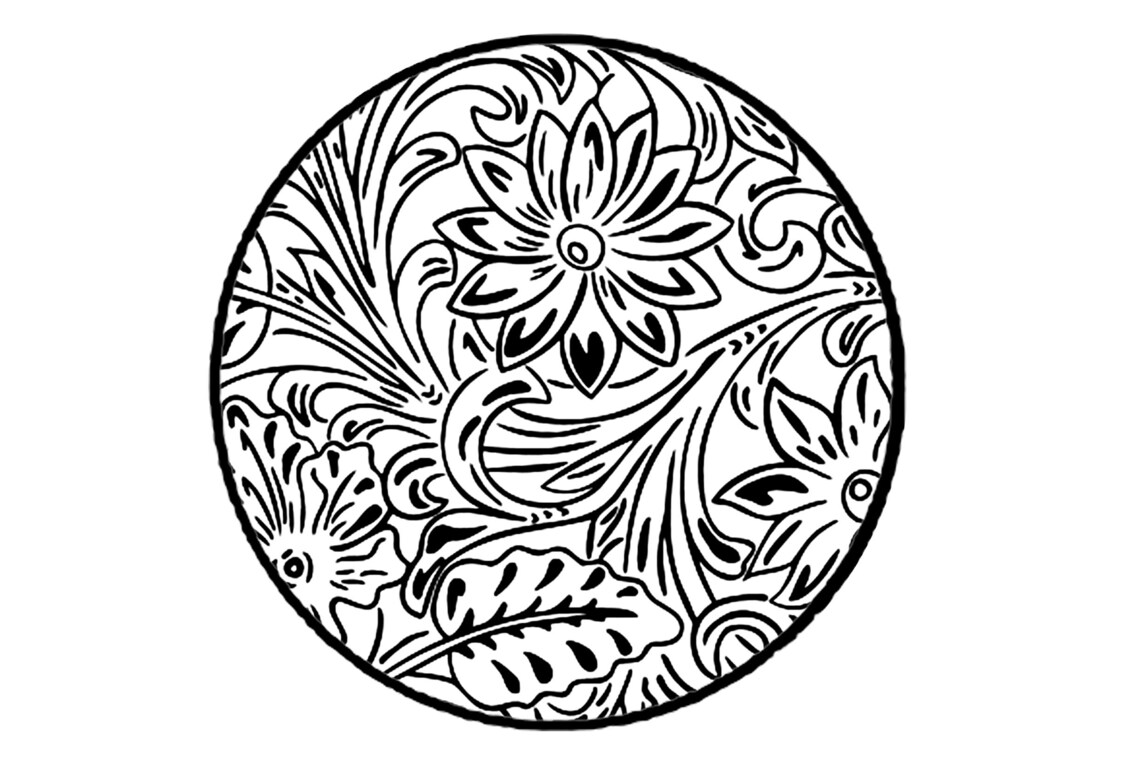 Round Tooled Leather Hat Patch File. PNG and SVG - Etsy