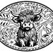 Baby Highland Cow Hat Patch. Tooled Leather. Laser Engrave - Etsy