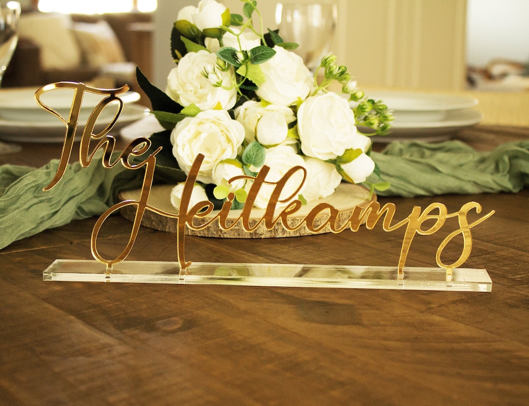 12" Custom Cut Free Standing Table Top Wedding Sign - Laser Cut Acrylic ...