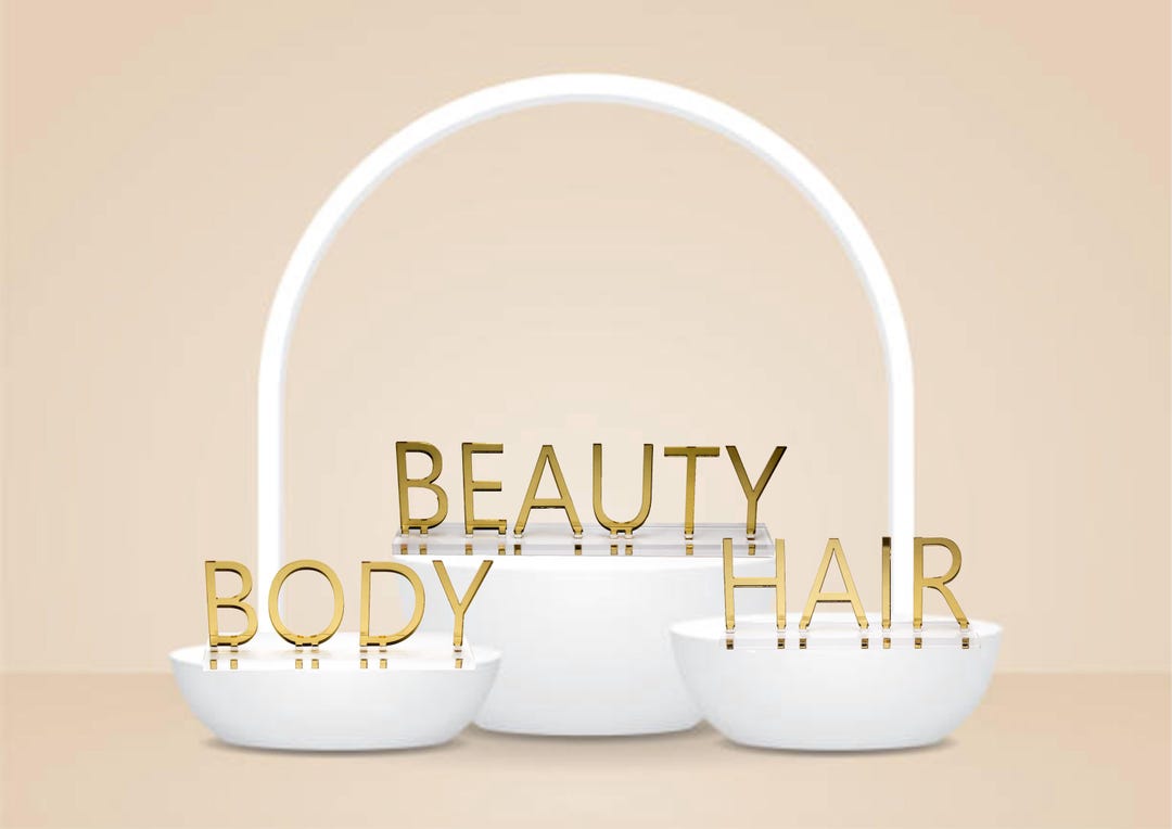 6"- 12" Custom Cut Free Standing Table Top Sign- Mirrored Gold, Silver ...