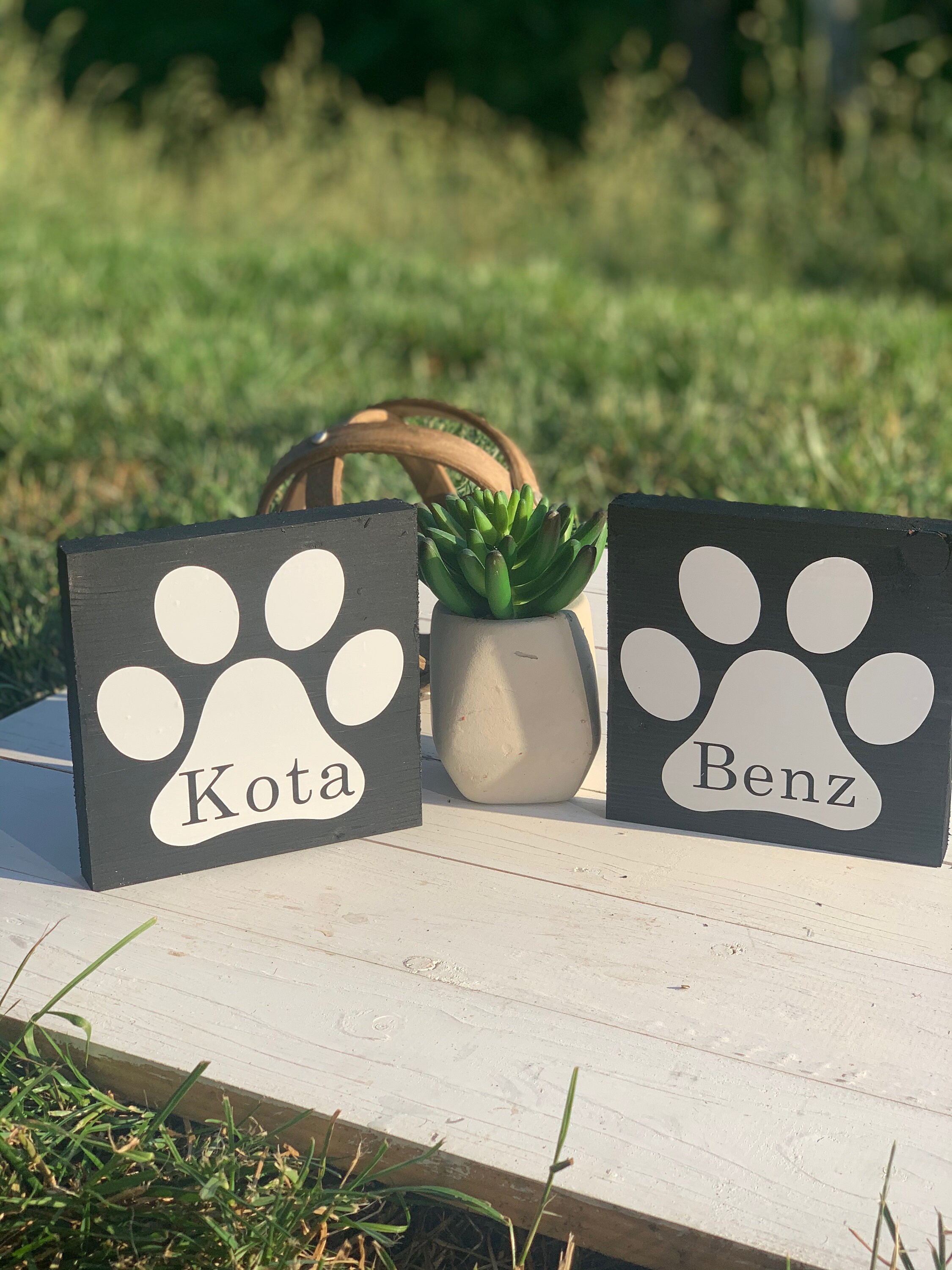 Dog Sign Wooden Dog Sign Personalized Pet Sign Paw Print - Etsy