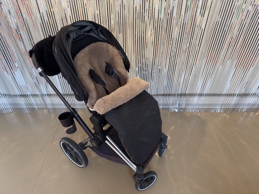 Black or White Natural Sheepskin Stroller Sleeping Bag UNIVERSAL Fit ...