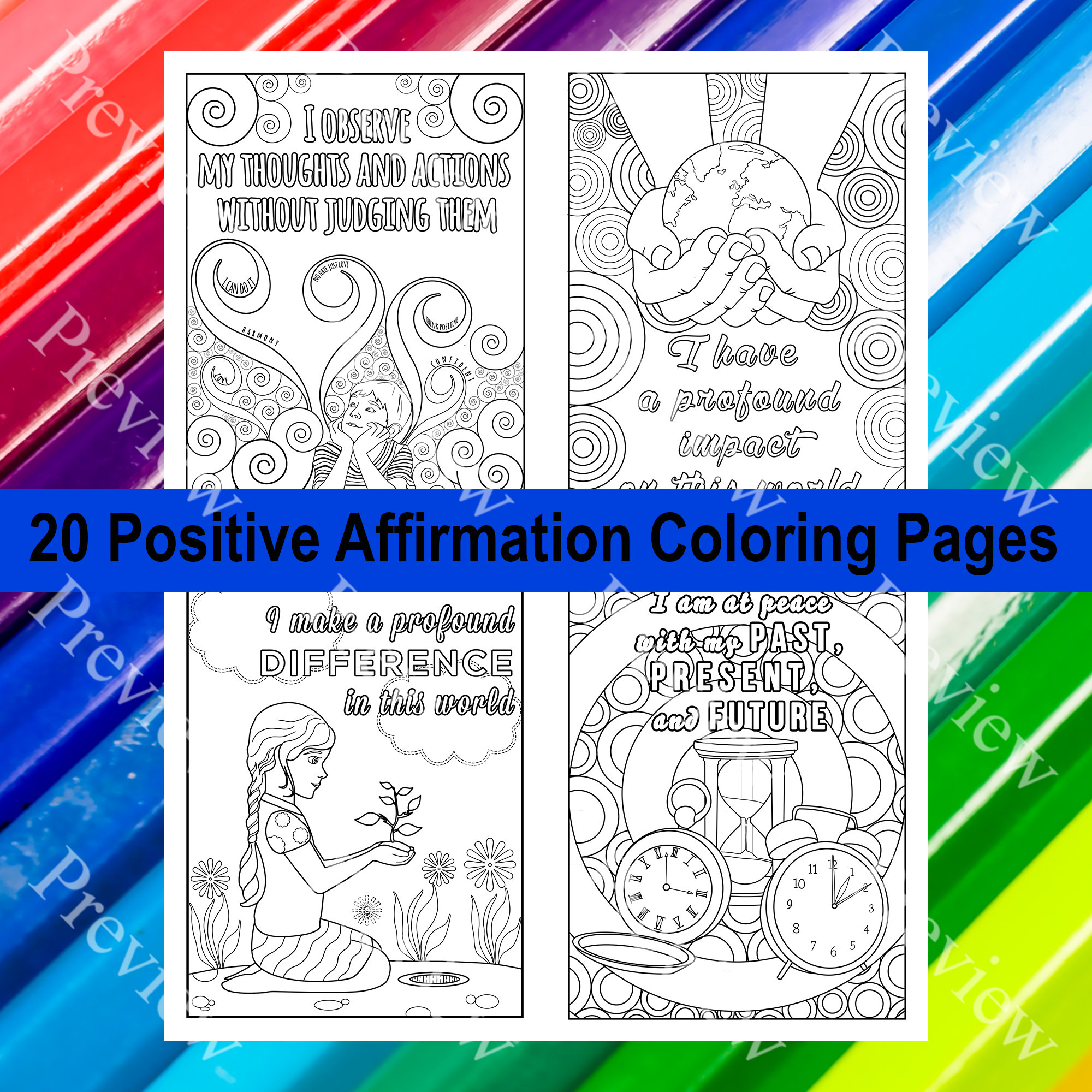 20 Positive Affirmation Coloring Pages - Inspirational Saying Coloring ...