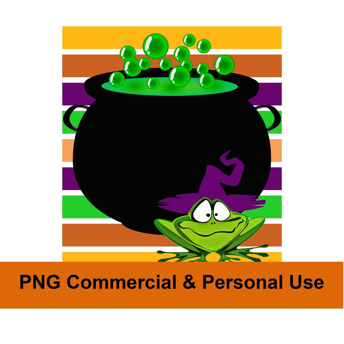 Witches Brew Halloween Cauldron Frog Graphic PNG Halloween Clipart ...